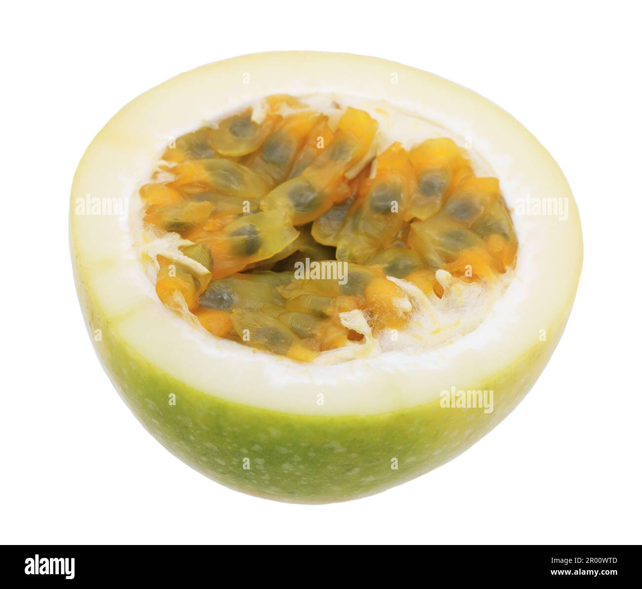 Yellow passion fruit cut in half isolated on white background Stock ...