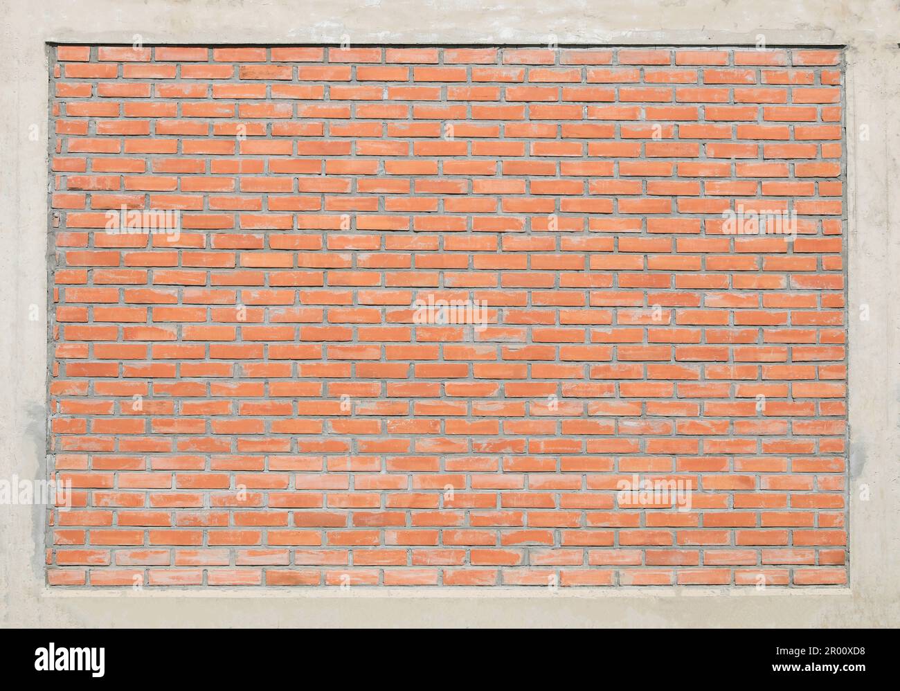 Red bricks wall with cement frame Stock Photo - Alamy