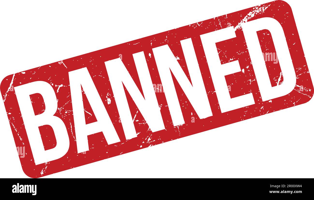 Red Grunge Banned Rubber Stamp Isolated On White Background Stock ...