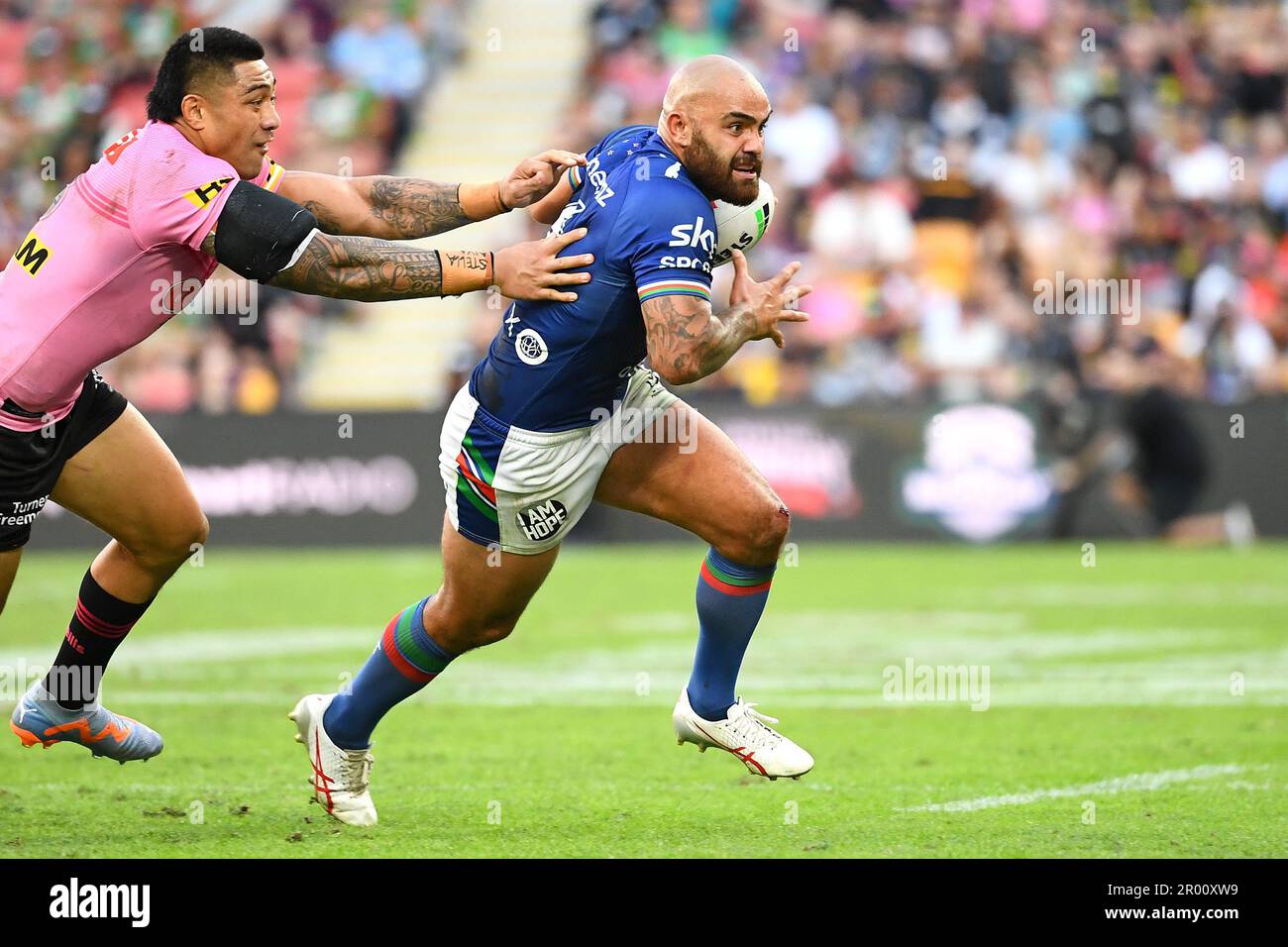Dylan Walker of the Warriors makes a run during the NRL Round 10 match ...