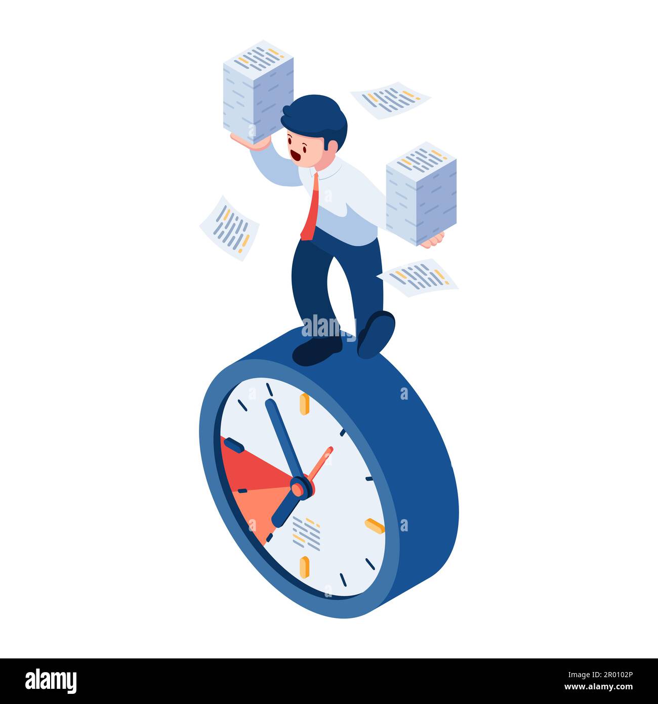Flat 3d Isometric Businessman Balancing with Stack of Paperwork on ...