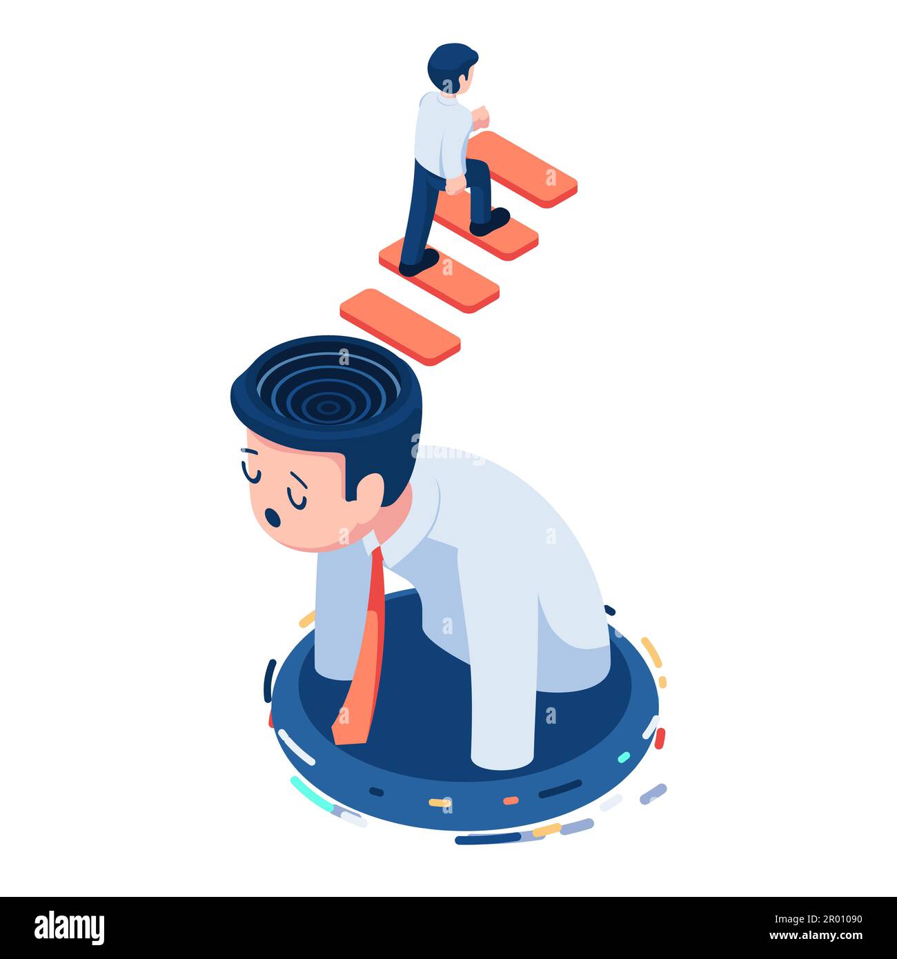 Flat 3d Isometric Businessman Walk Up from head. New Idea and Think ...