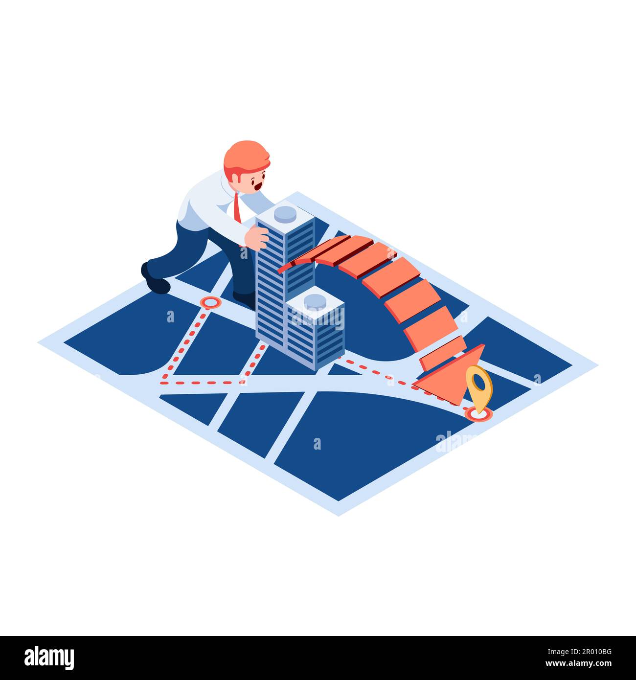 Flat 3d Isometric Businessman Move office to New Location. We Have ...