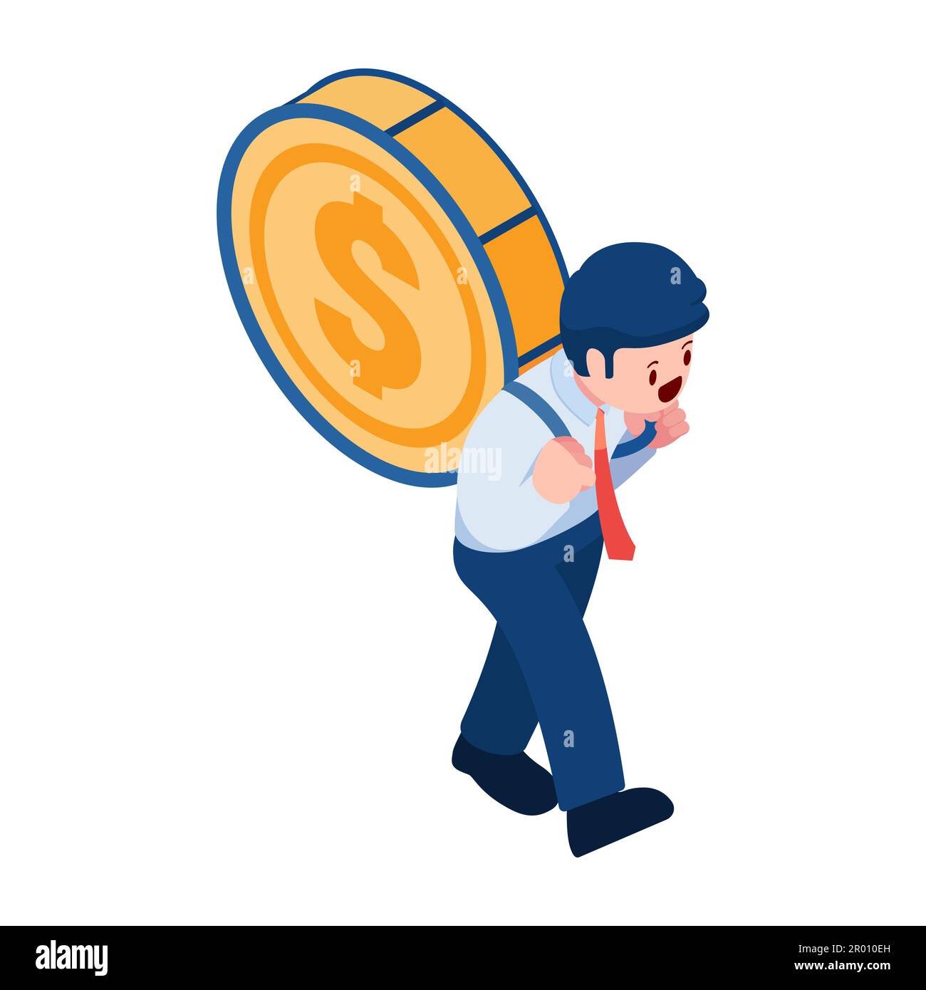 Flat 3d Isometric Businessman Carry Money and Going Forward. Finance ...