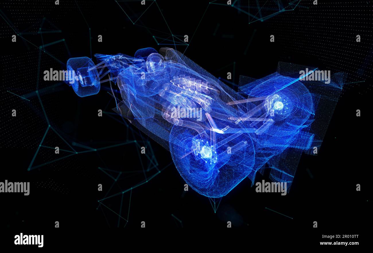 Particles formation Car virtual model technology visualization of 3d ...