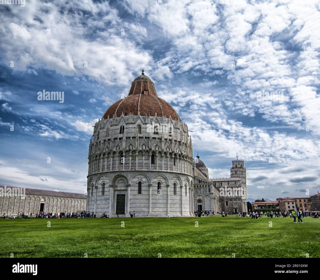 italy , Pisa, 30 -04-2023 : LANDSCAPE Piazza del Duomo with fanous ...