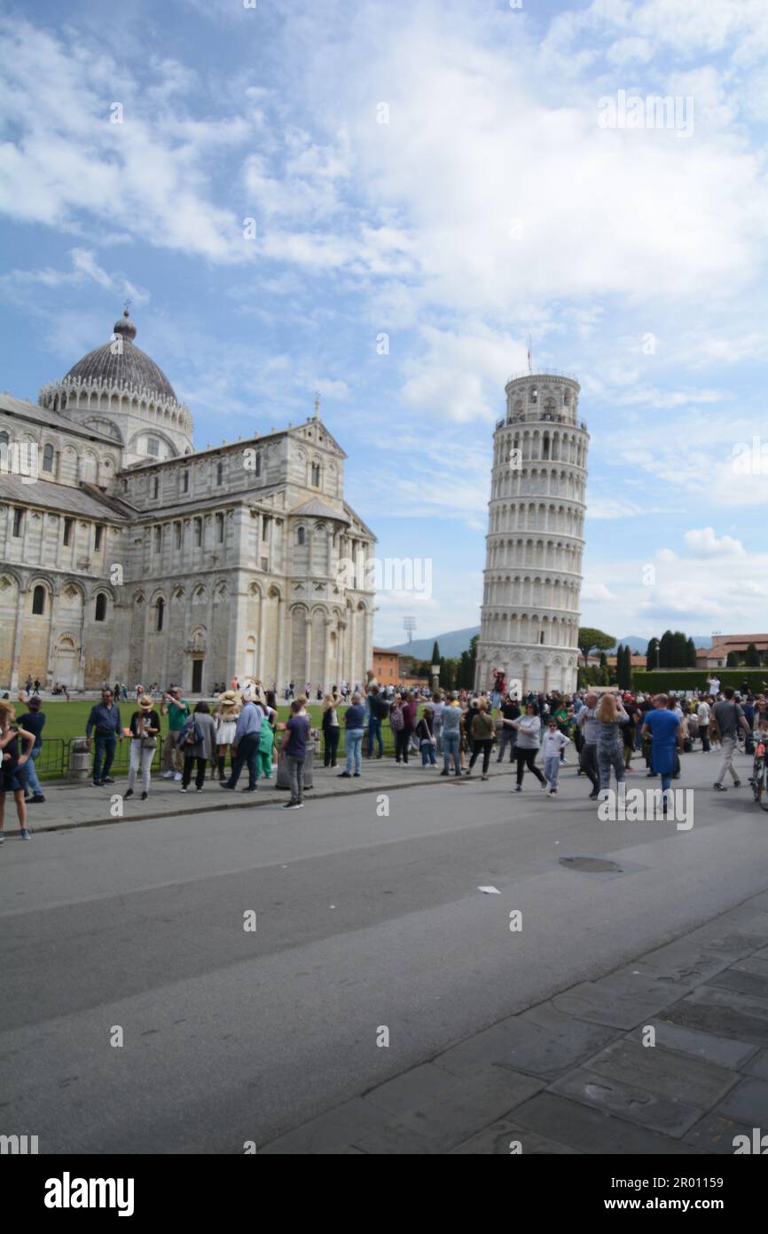 italy , Pisa, 30 -04-2023 : LANDSCAPE Piazza del Duomo with fanous ...