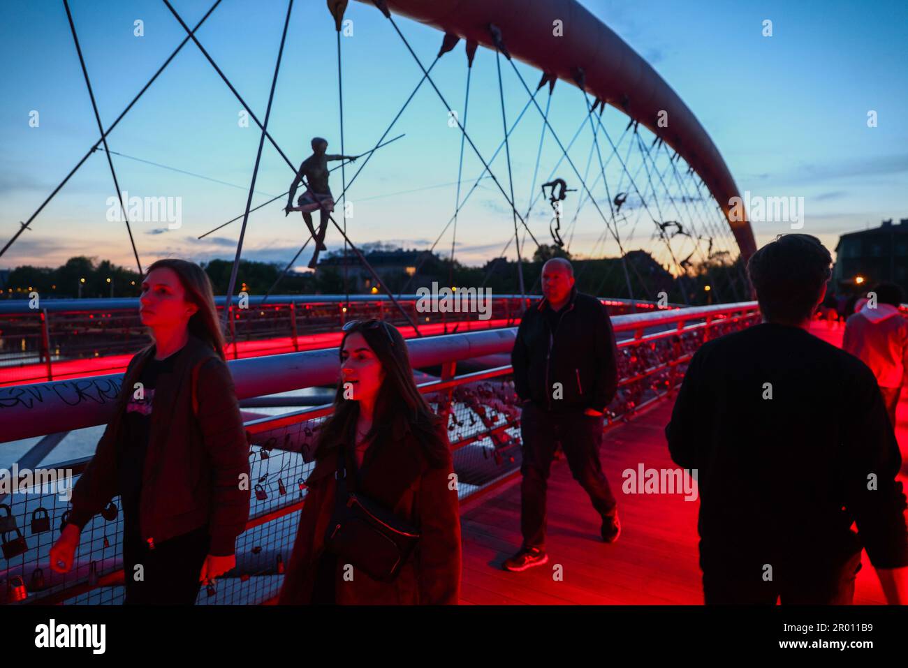 Krakow, Poland. 5th May, 2023. Father Bernatek Footbridge over Vistula ...