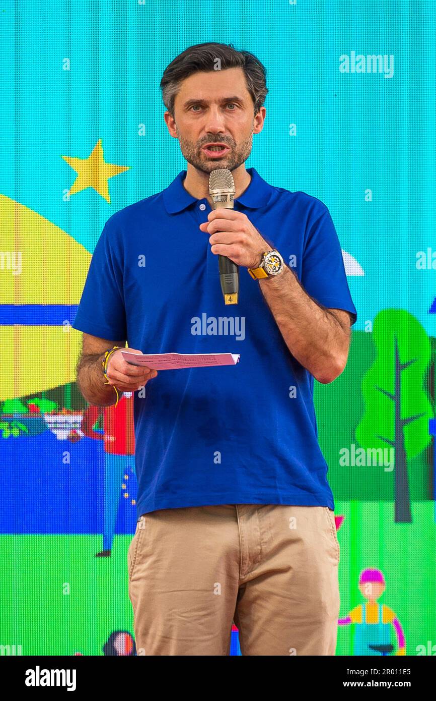 Taipei. 06th May, 2023. Head of EU office Filip Grzegorzewski gives a ...
