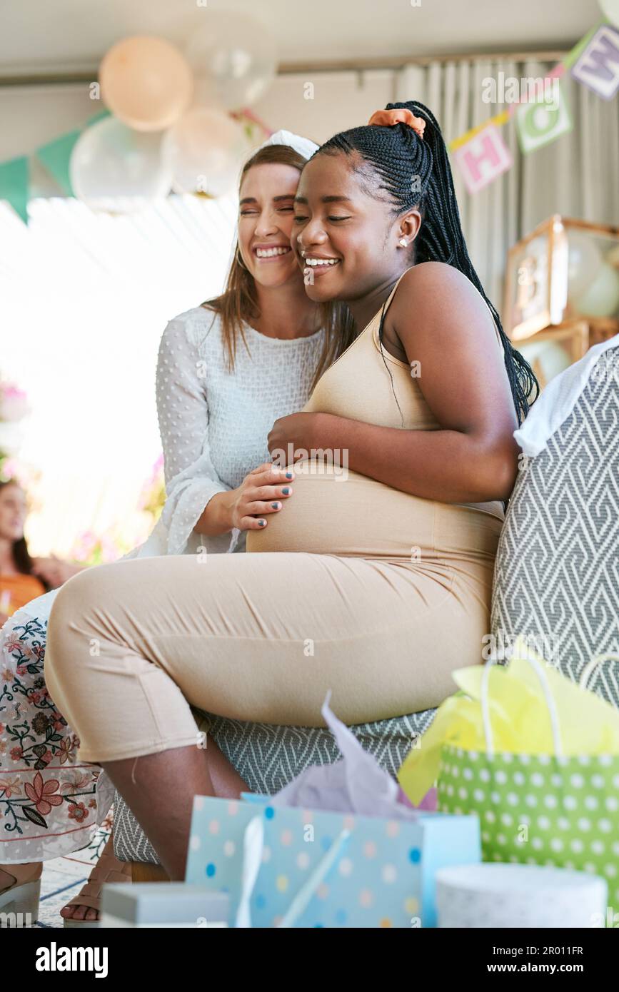 Oh bestie Im so proud of you. two female friends hugging during a baby ...