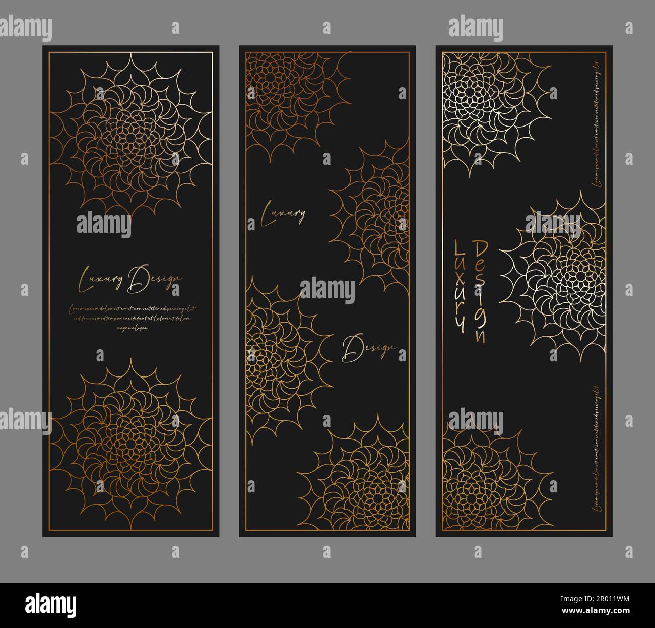 Layout of premium gold designs on a black background. Template for ...
