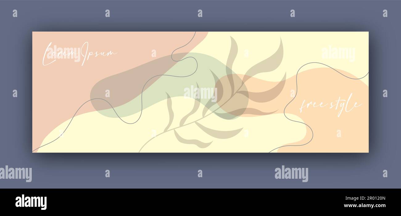 Handmade background layout with arbitrary shapes, plant elements and ...