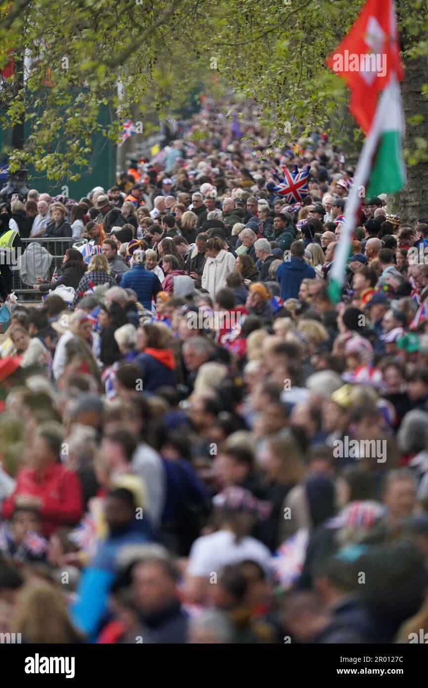 The crowd gather along The Mall, ahead of the coronation ceremony of ...