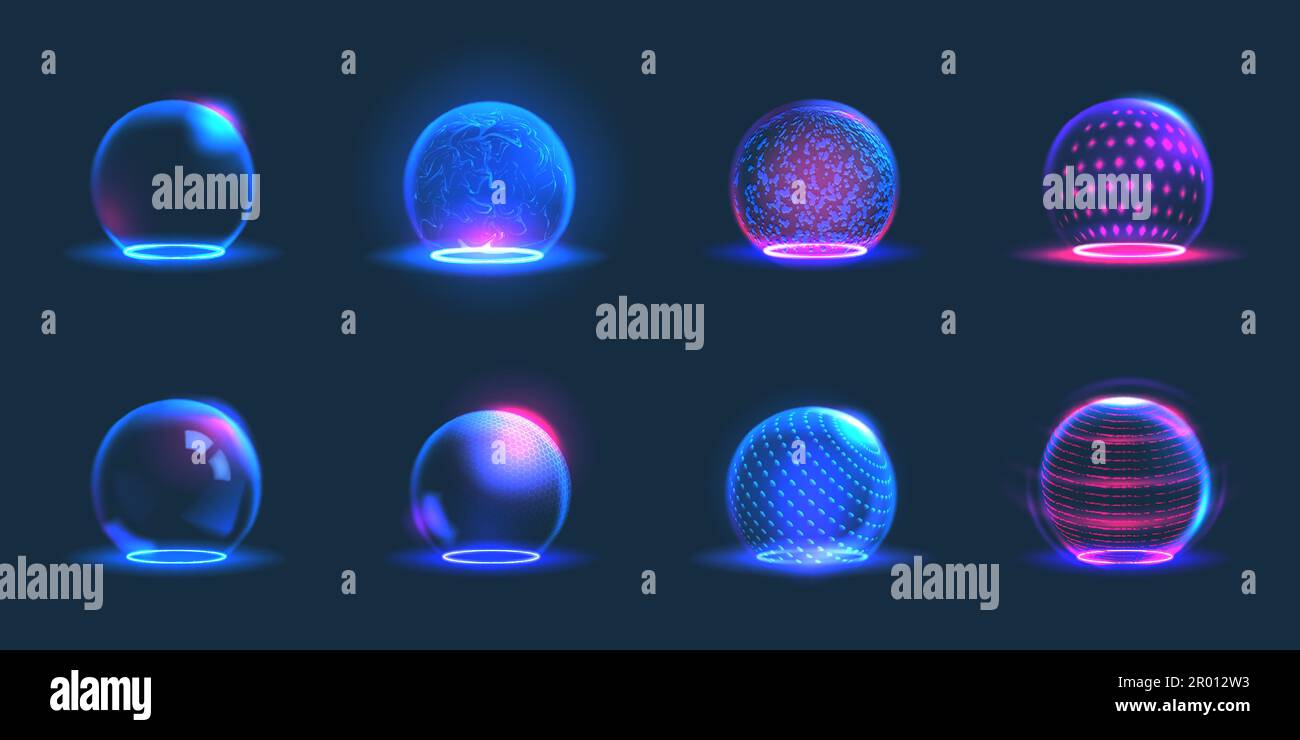 Digital 3d spheres. Technology background, abstract globe or shield ...