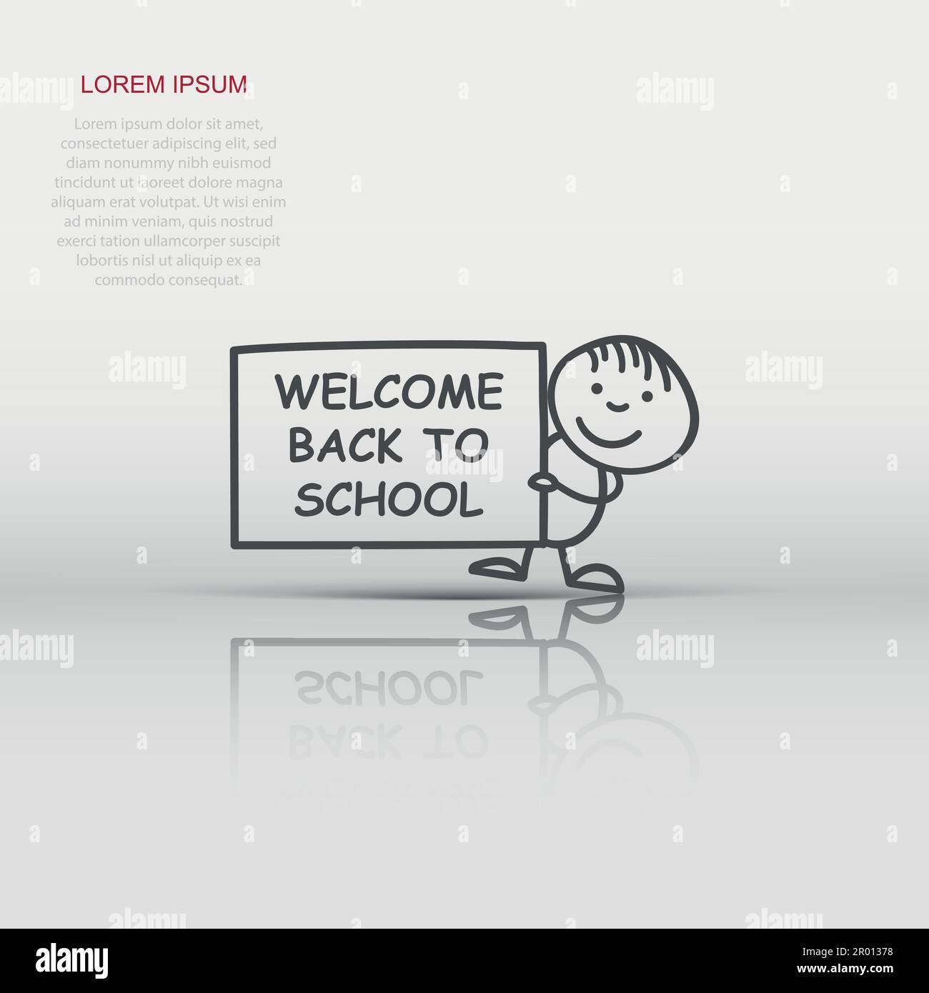 Back to school placard in hands icon. Vector illustration on white ...