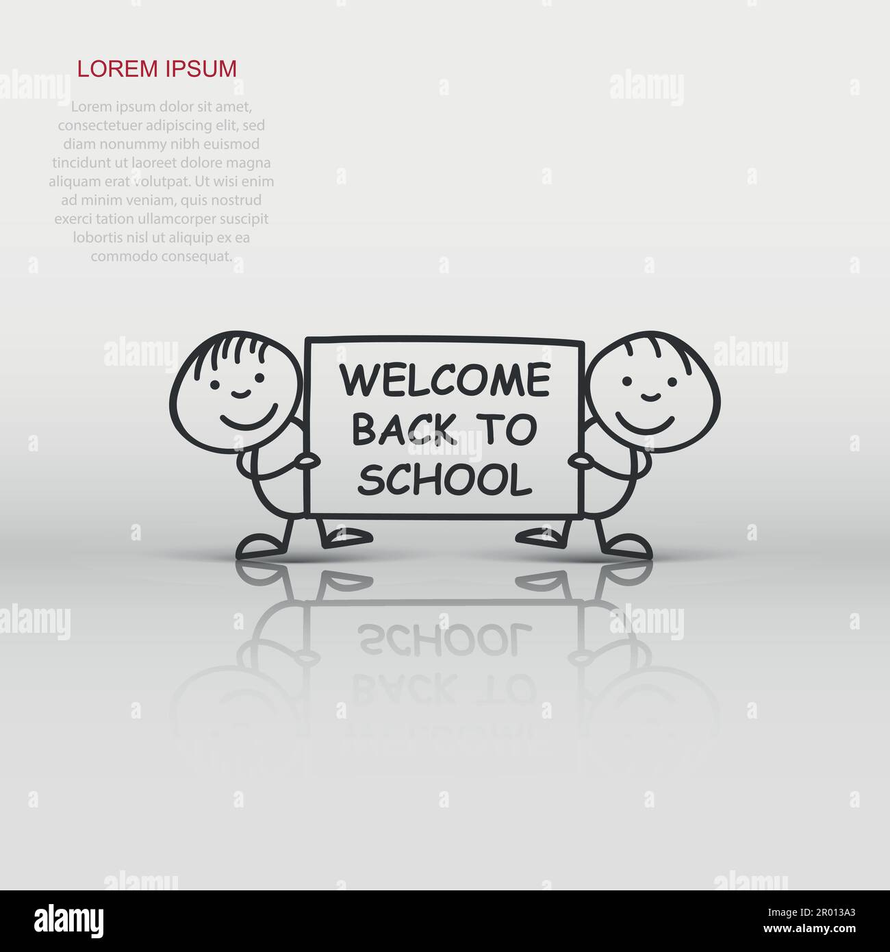 Back to school placard in hands icon. Vector illustration on white ...