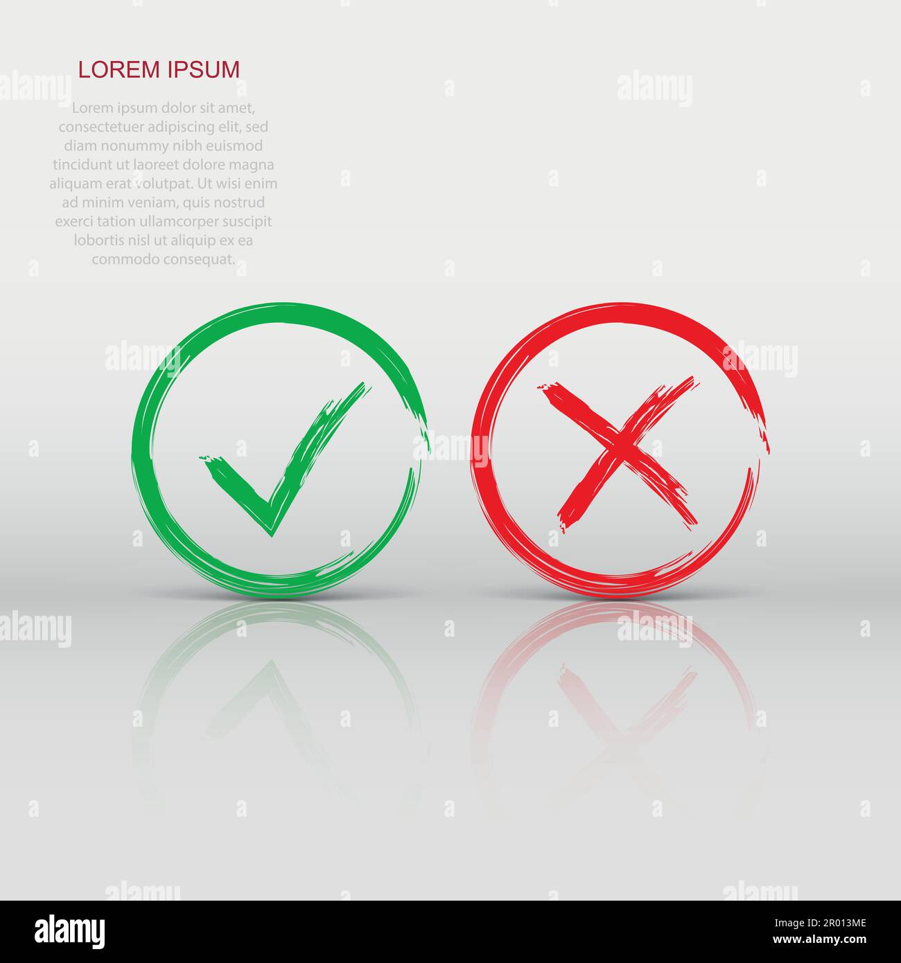 Check marks tick and cross icon. Vector illustration on white background. Business concept yes ...
