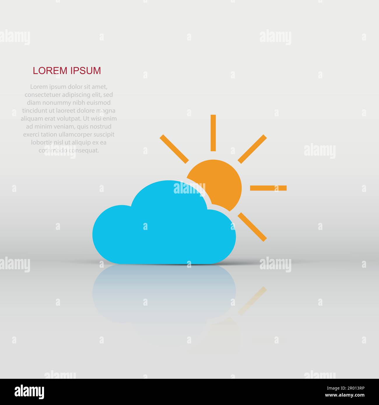 Weather forecast icon in flat style. Sun with clouds illustration on ...