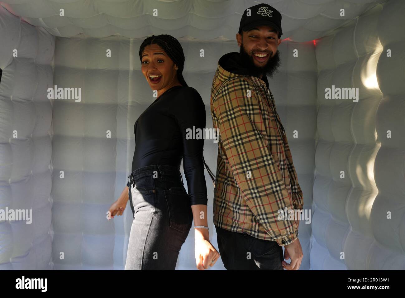 Minnesota Timberwolves guard Jordan McLaughlin (right) and wife Anissa ...