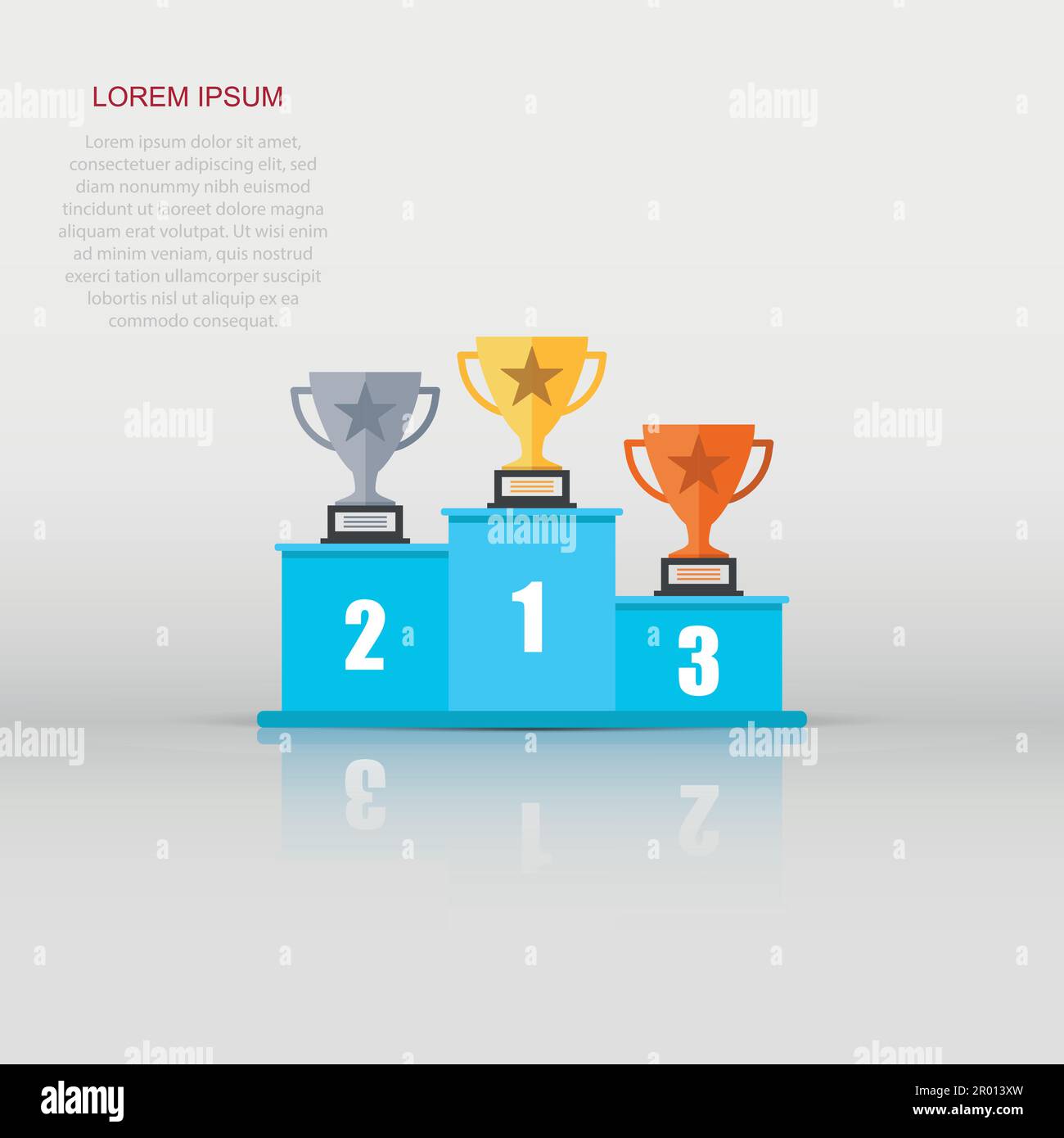 Winners podium with trophy icon in flat style. Pedestal illustration on ...
