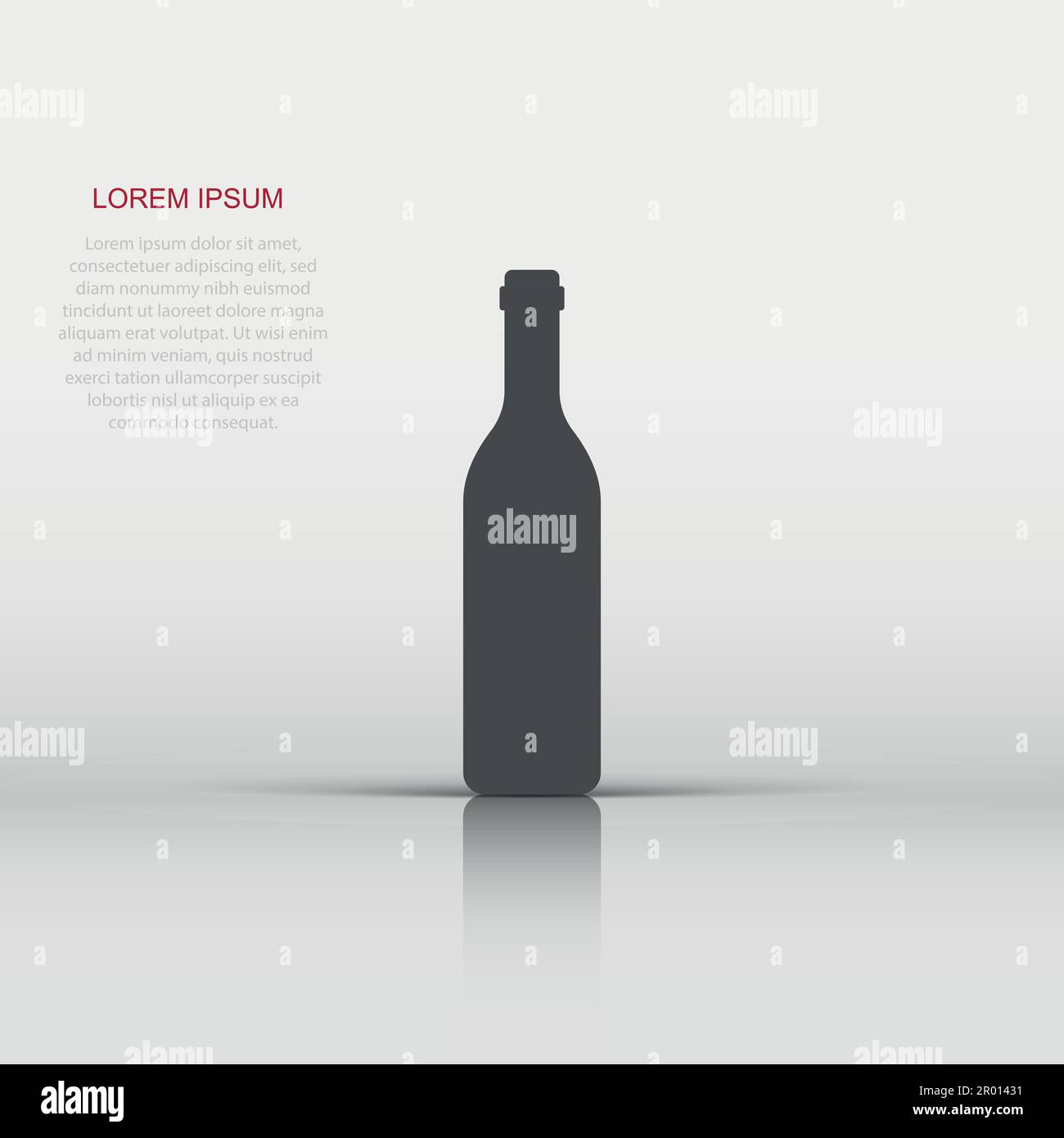 Wine bottle icon in flat style. Alcohol bottle illustration on white ...