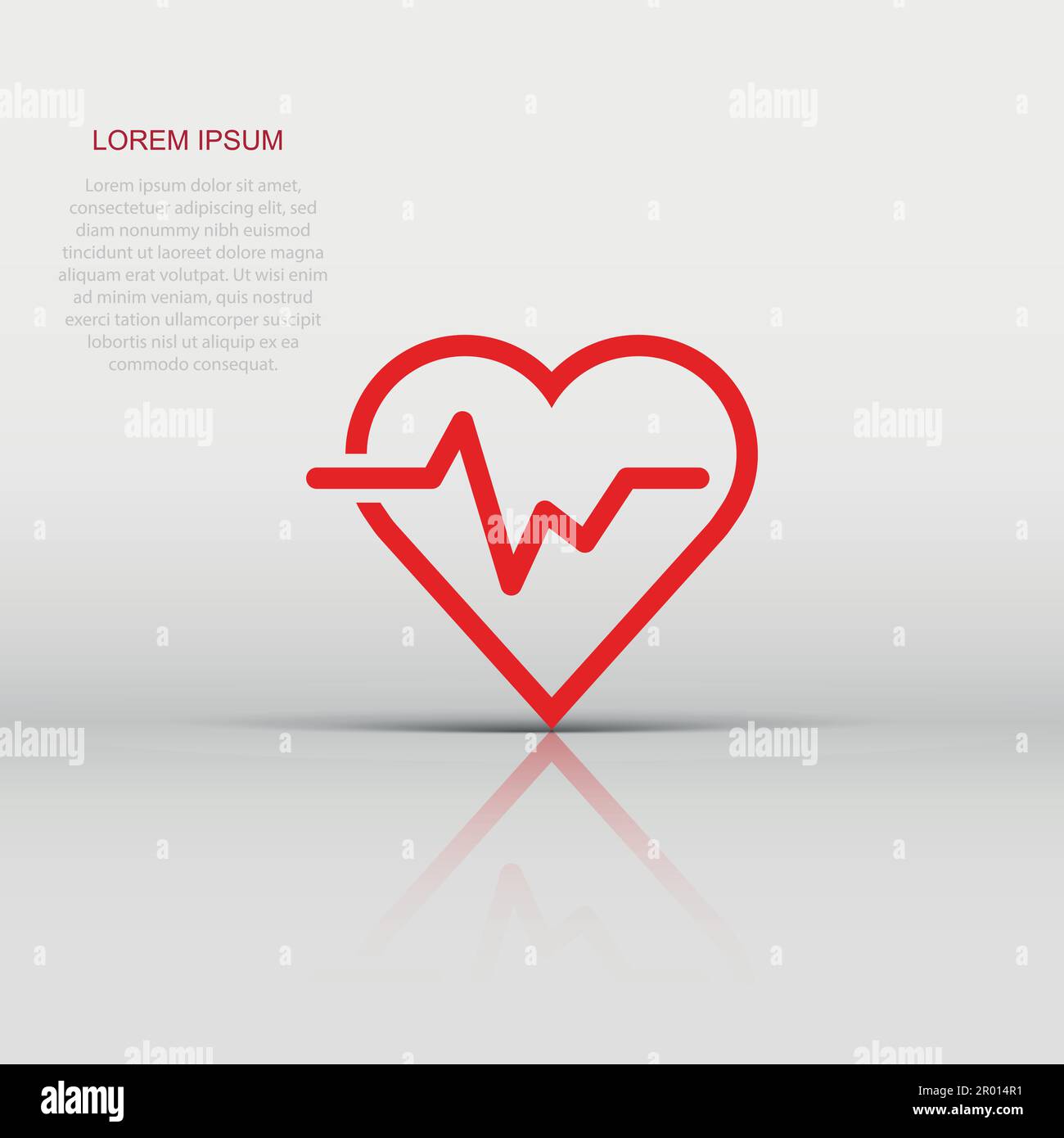 Heartbeat line with heart icon in flat style. Heartbeat illustration on ...