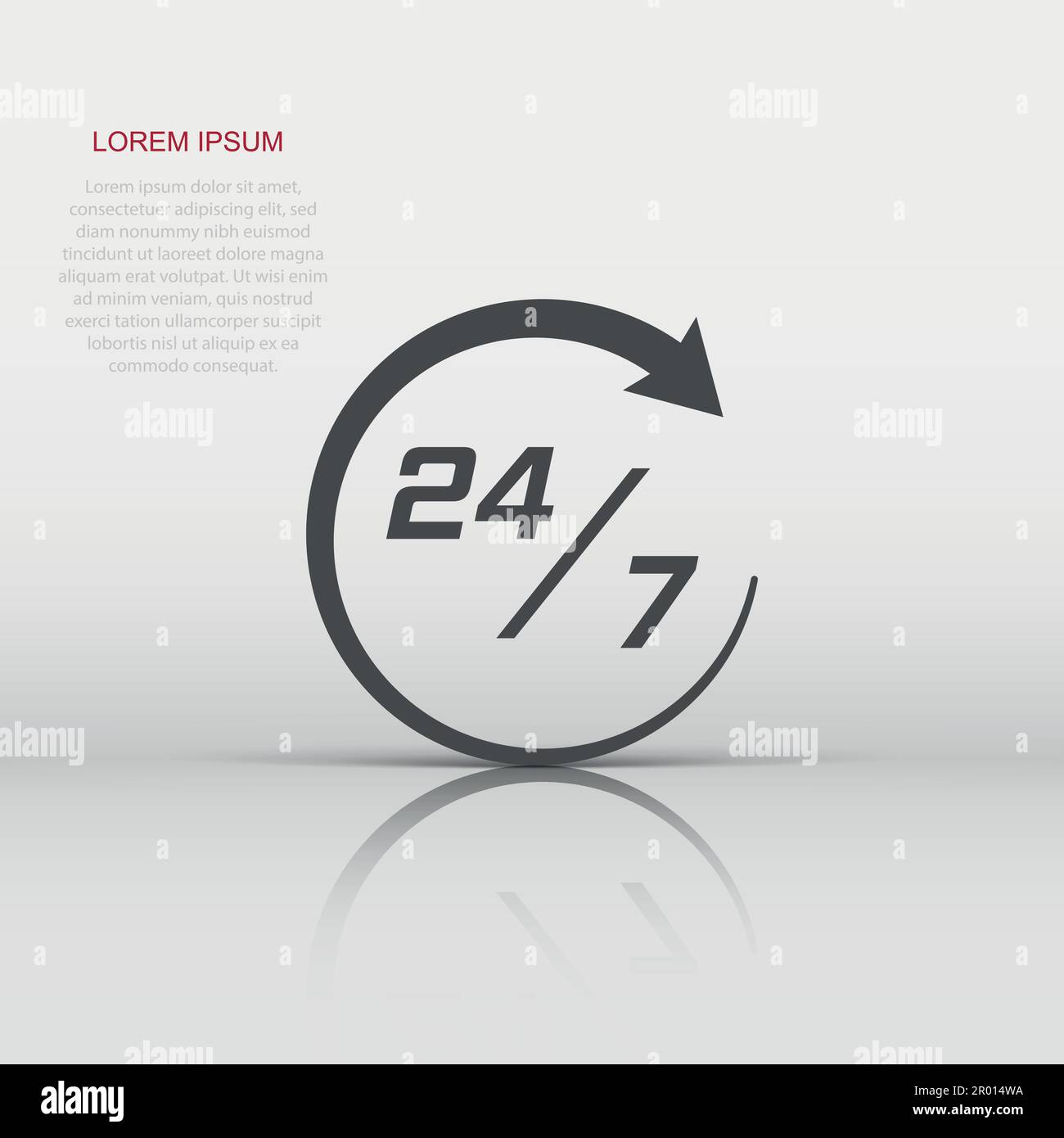 Twenty four hour clock icon in flat style. 24/7 service time ...