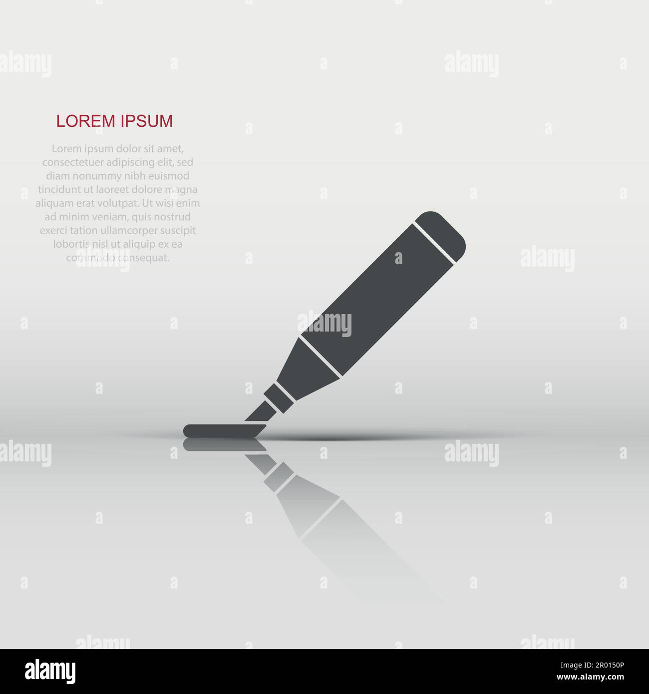 Highlighter marker pen icon in flat style. Highlight illustration on ...