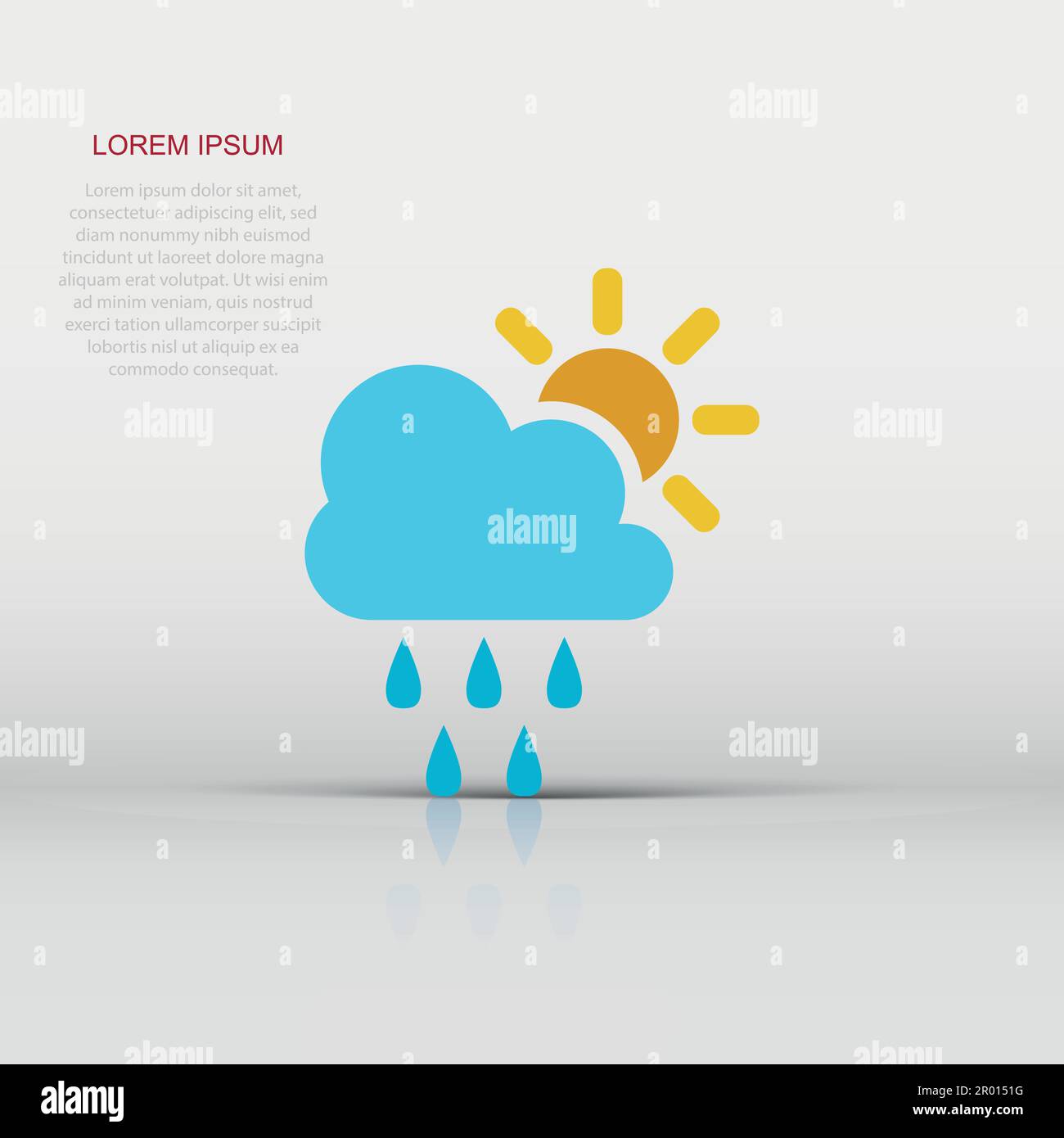 Weather forecast icon in flat style. Sun with clouds illustration on ...