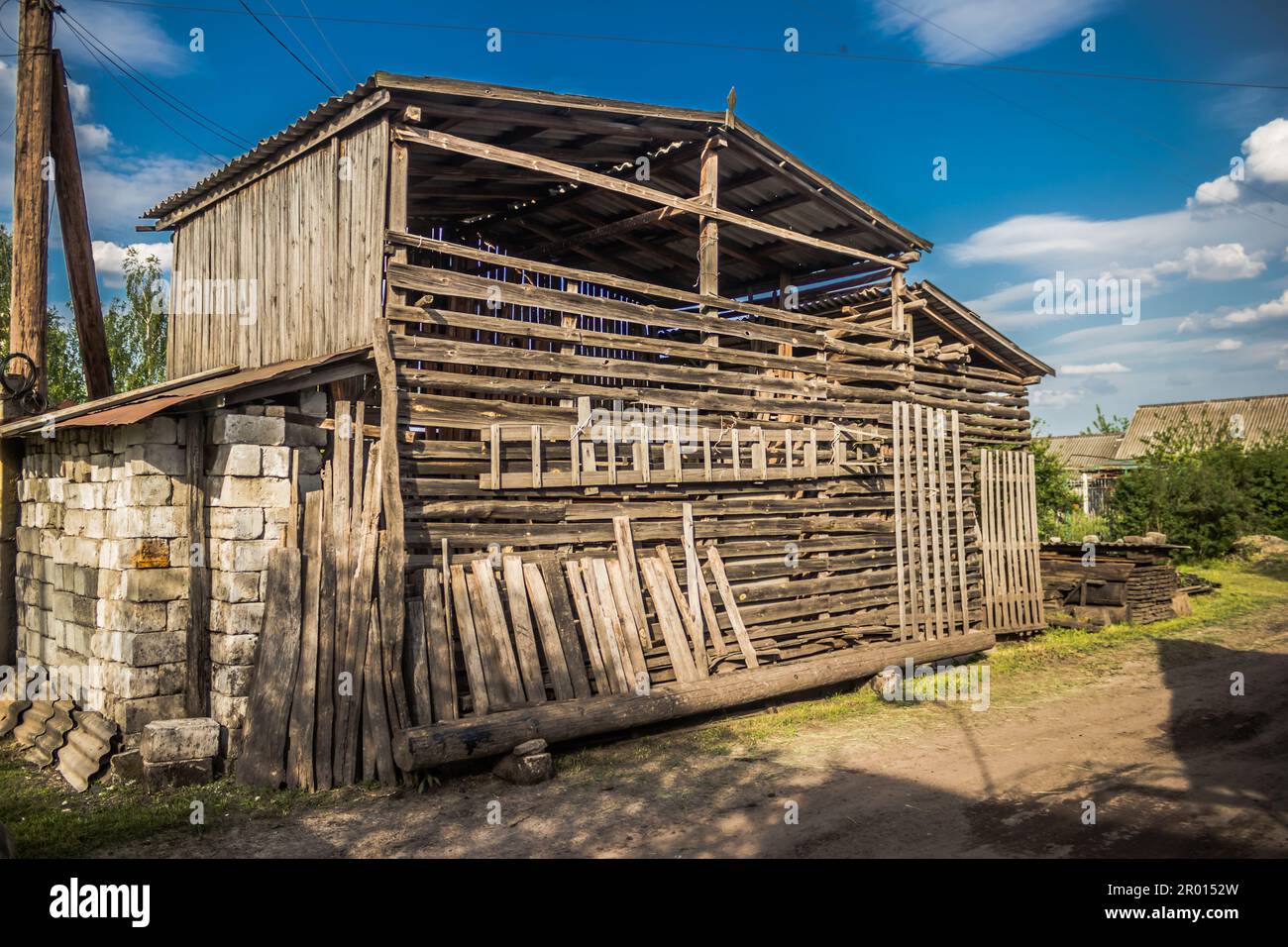 Heavily damaged or destroyed houses in the village of Yampil, Donetsk ...
