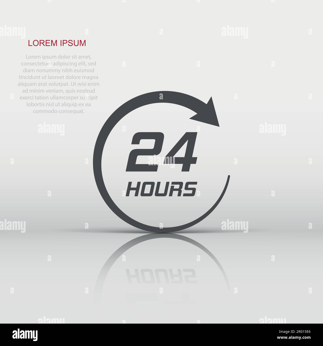Twenty four hour clock icon in flat style. 24/7 service time ...