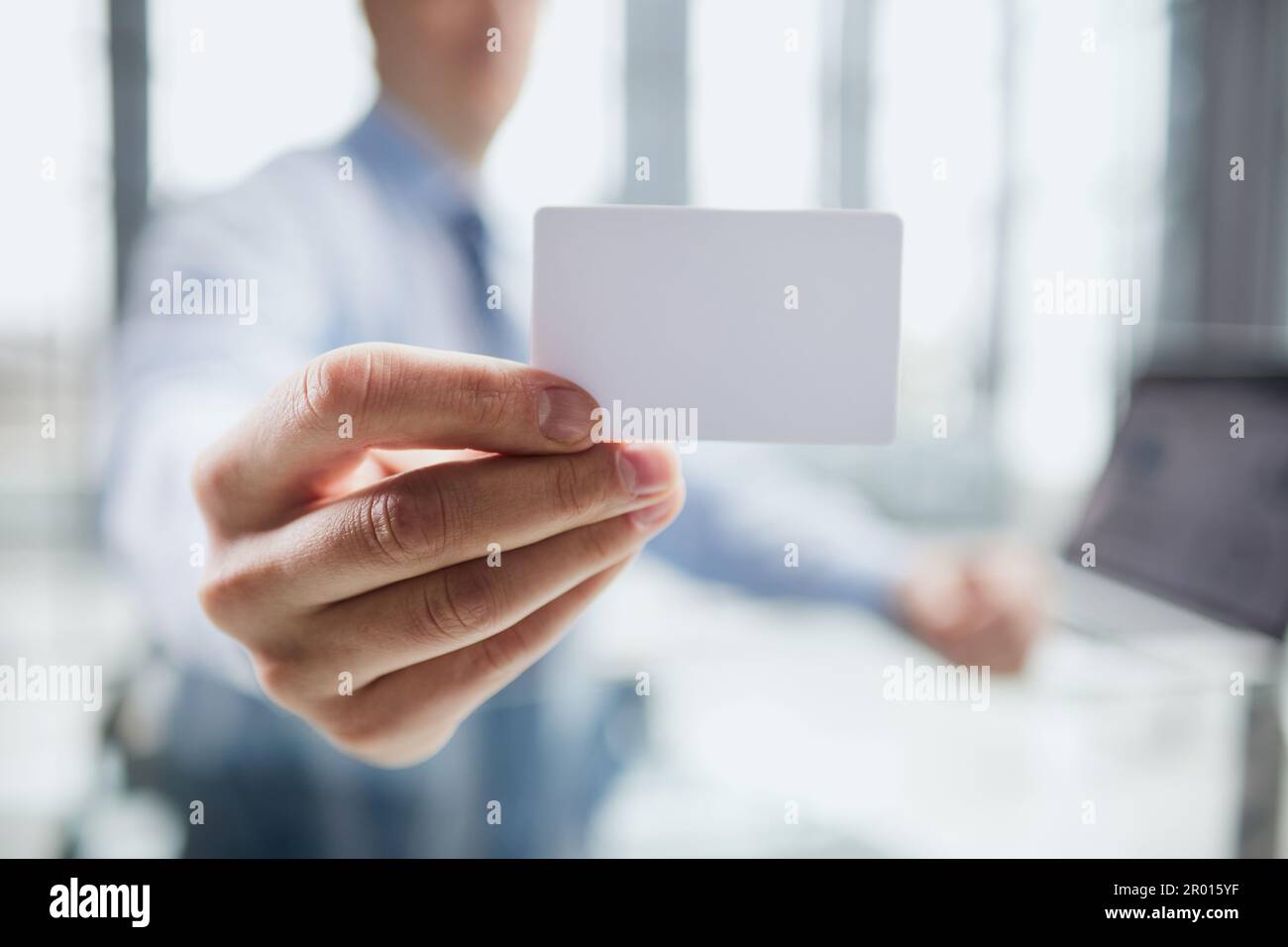Show a blank piece of paper. Paper visit card Stock Photo - Alamy