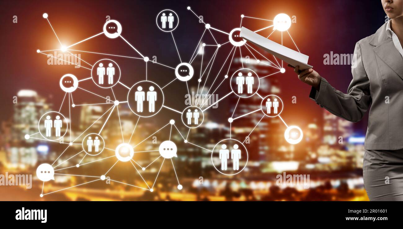 Concept of modern business networking that connect and cooperate people ...