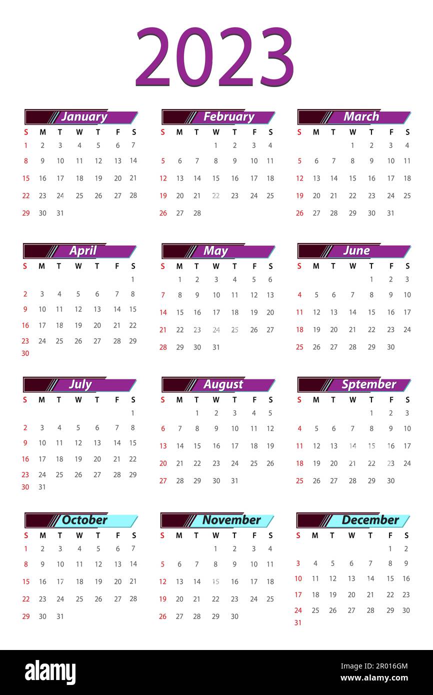 A vector of new year annual calendar 2023 Stock Photo - Alamy