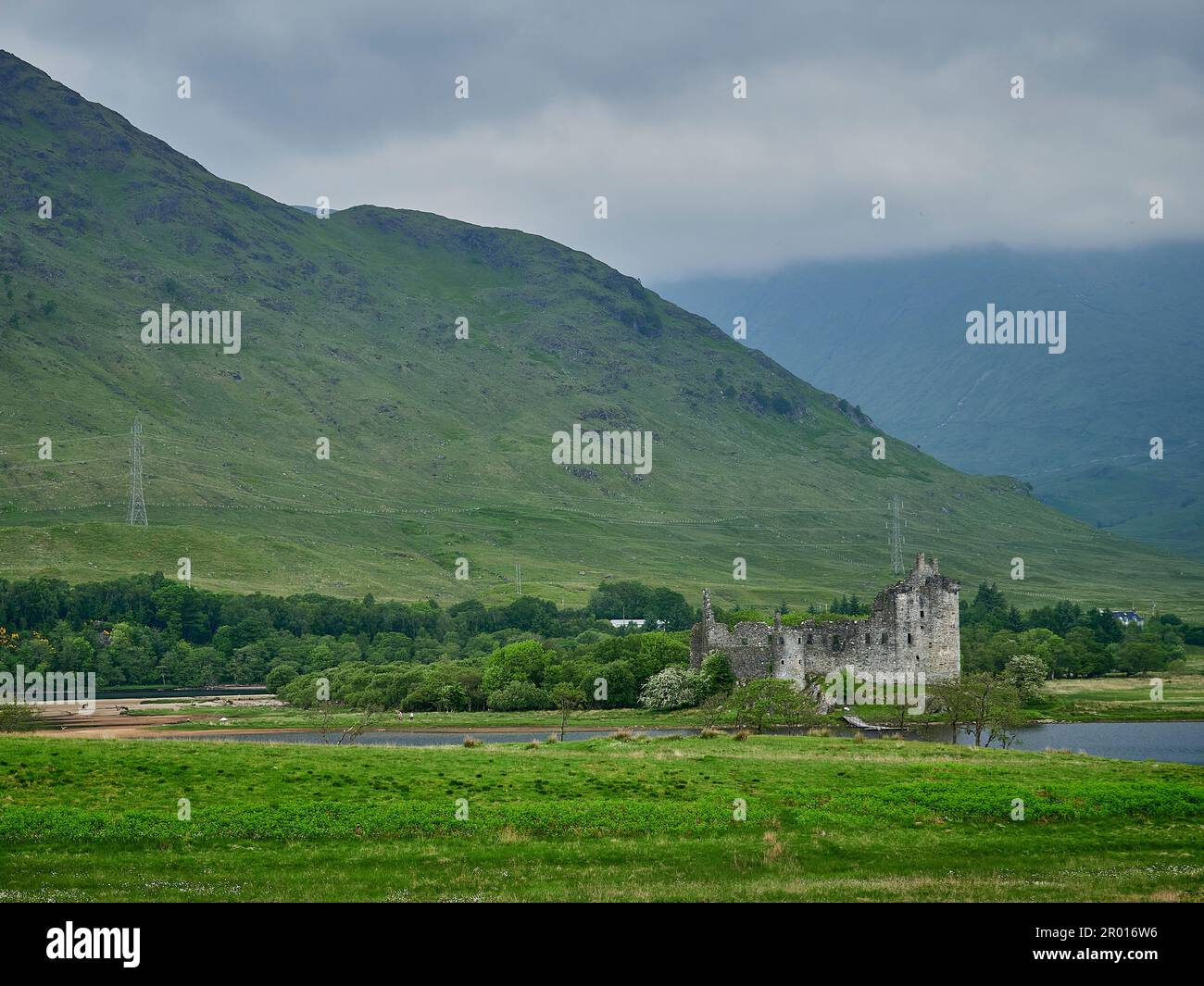 The ruins of Kilchurn castle on Loch Awe in the scottish highlands on ...