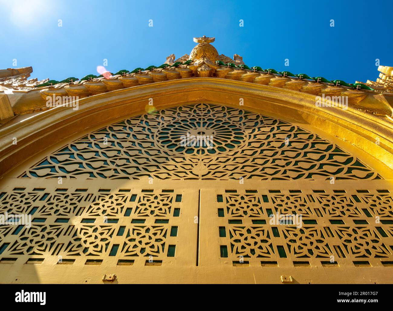 The pattern of the light channel above the entrance arch of the pagoda ...