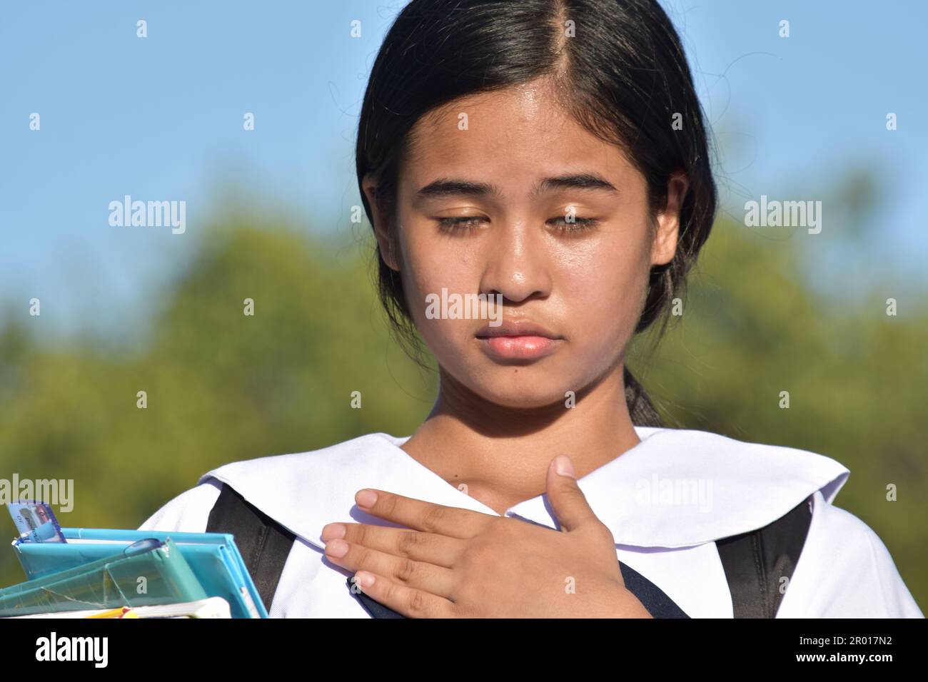 An Appreciative Youthful Diverse Female Student Stock Photo - Alamy