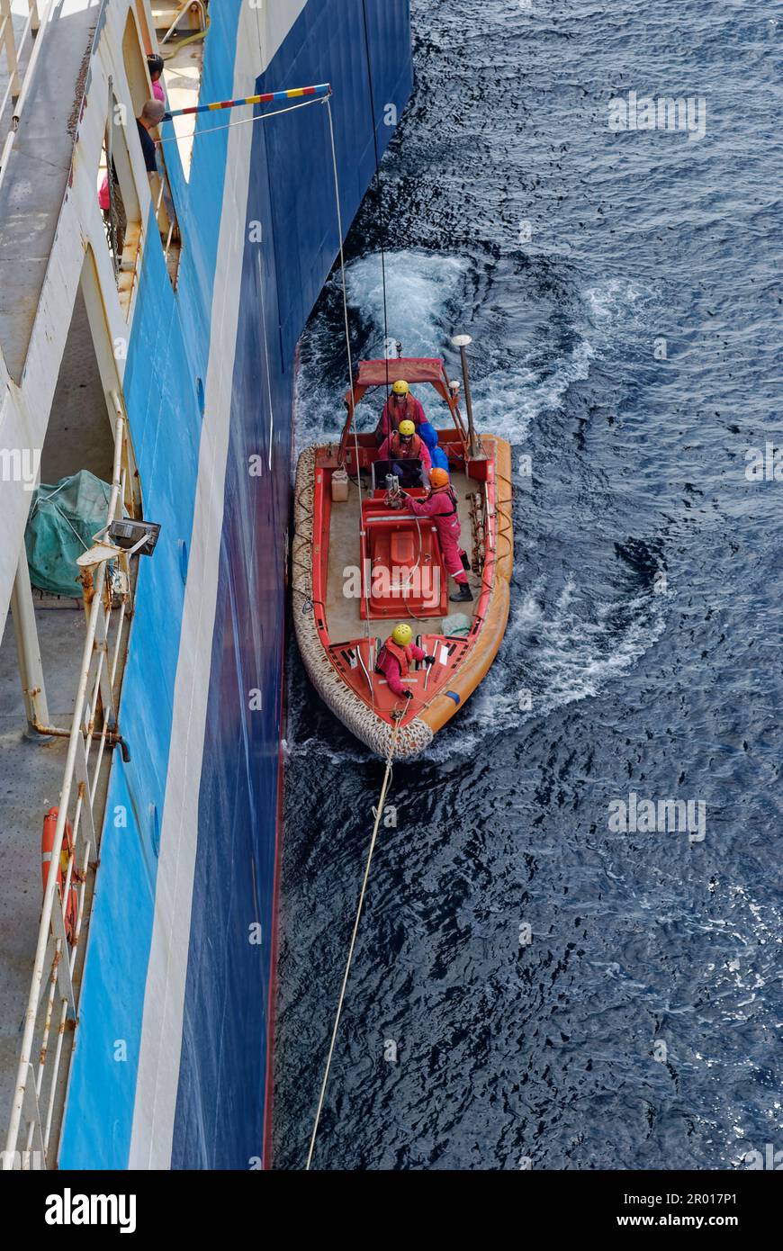 The Fast Rescue Craft of a Seismic Research Vessel being launched from ...