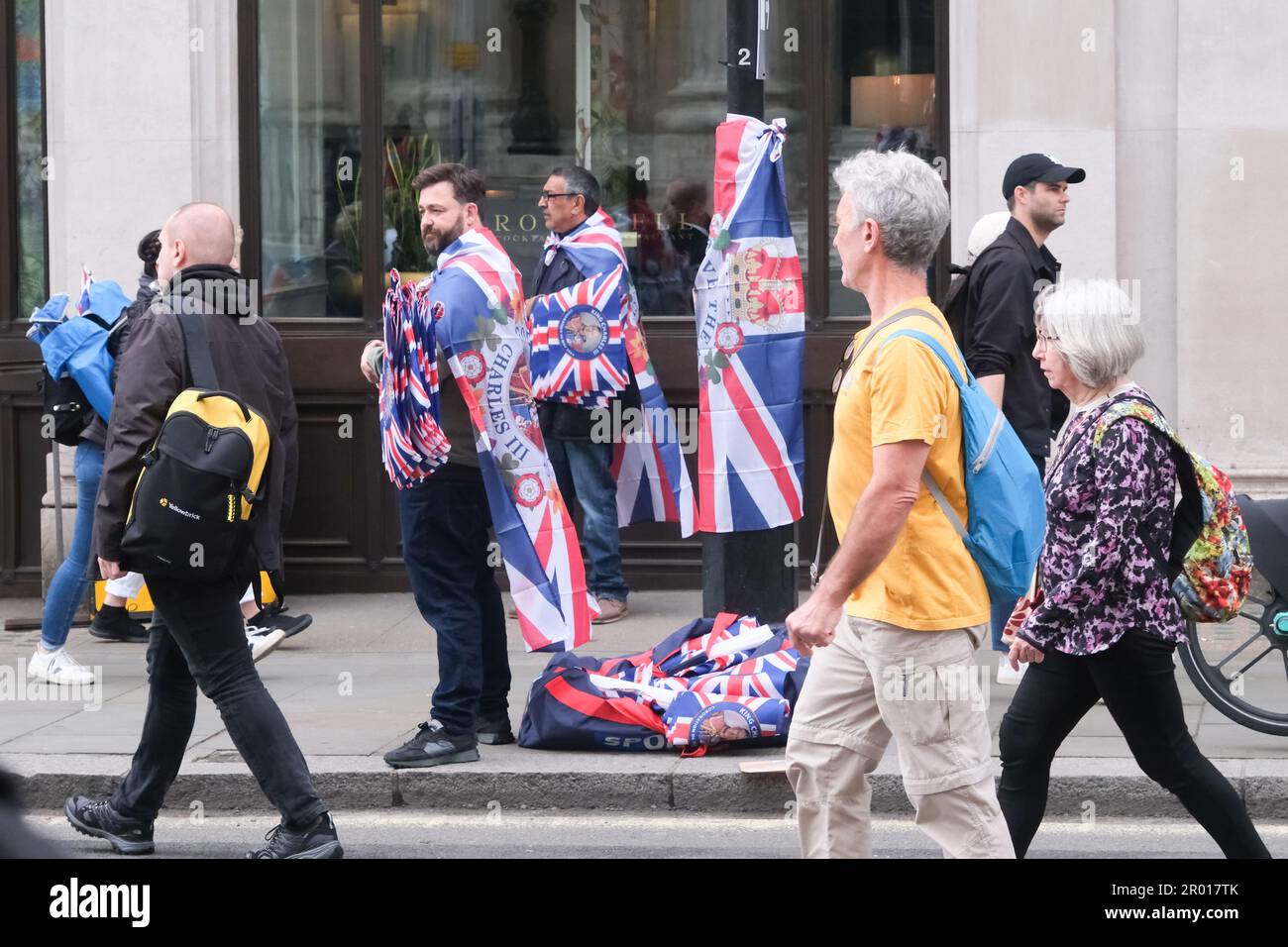 London, UK. 6th May 2023. Coronation of King Charles III. Crowds arrive ...