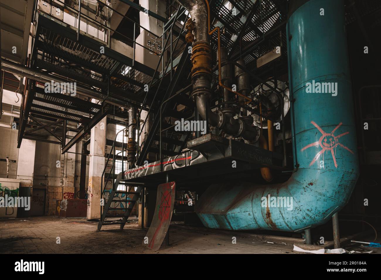 Old and rusty abandoned industrial plant, forgotten historical factory ...