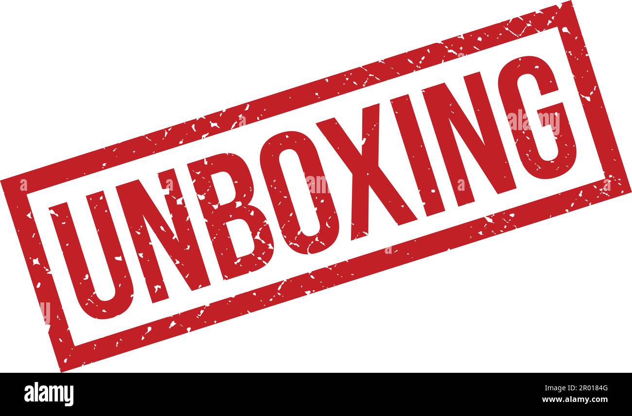 Unboxing Rubber Stamp. Red Unboxing Rubber Grunge Stamp Seal Vector ...