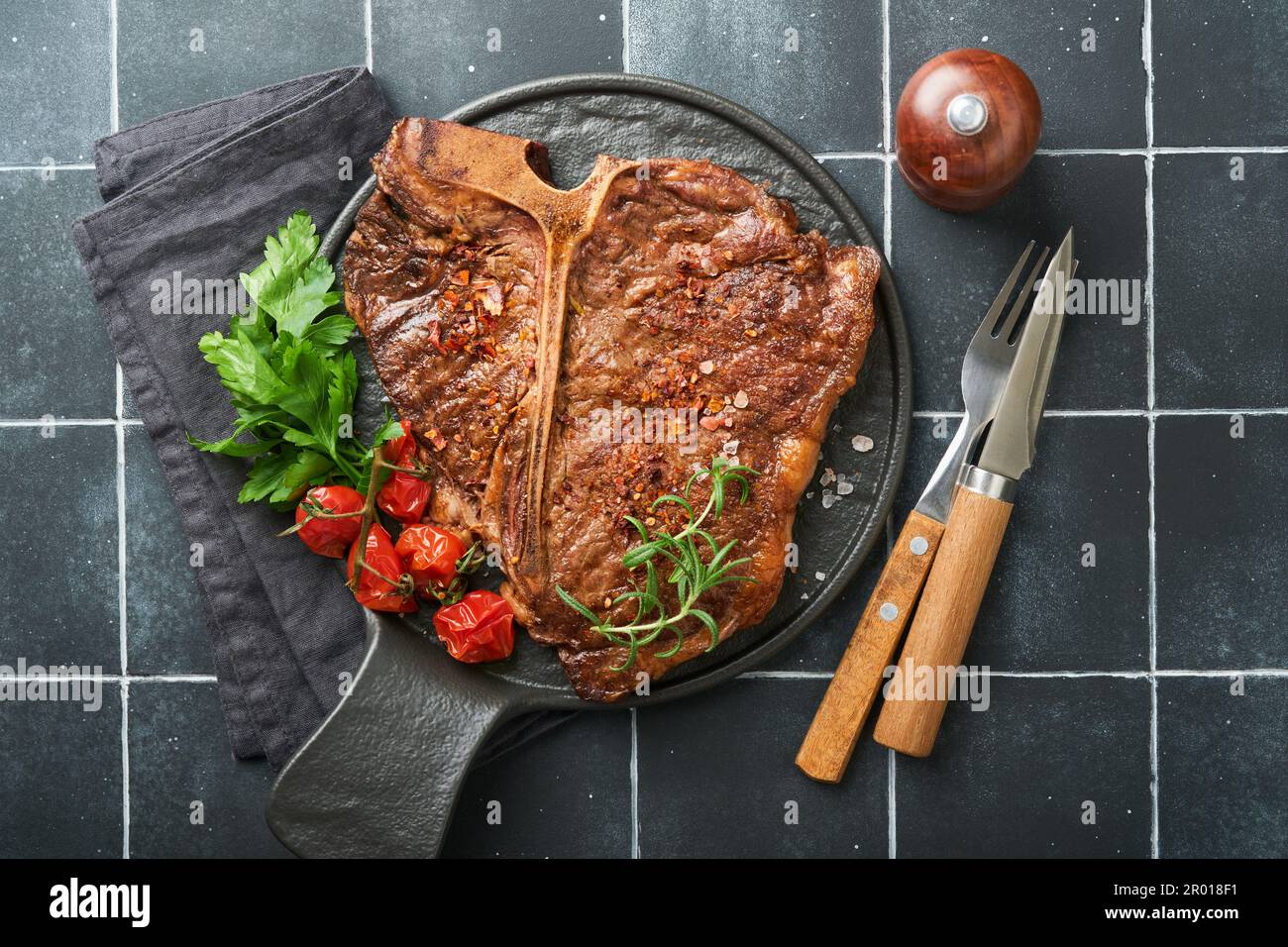 Steaks T Bone Sliced Beef Grilled T Bone Or Porterhouse Meat Steak With Spices Rosemary And