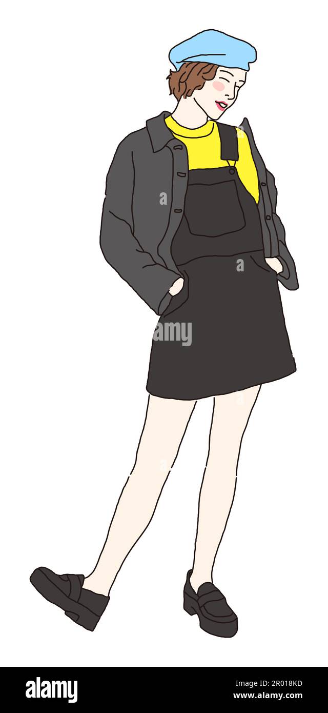 A simple style illustration of a cute, young female person drawn by ...