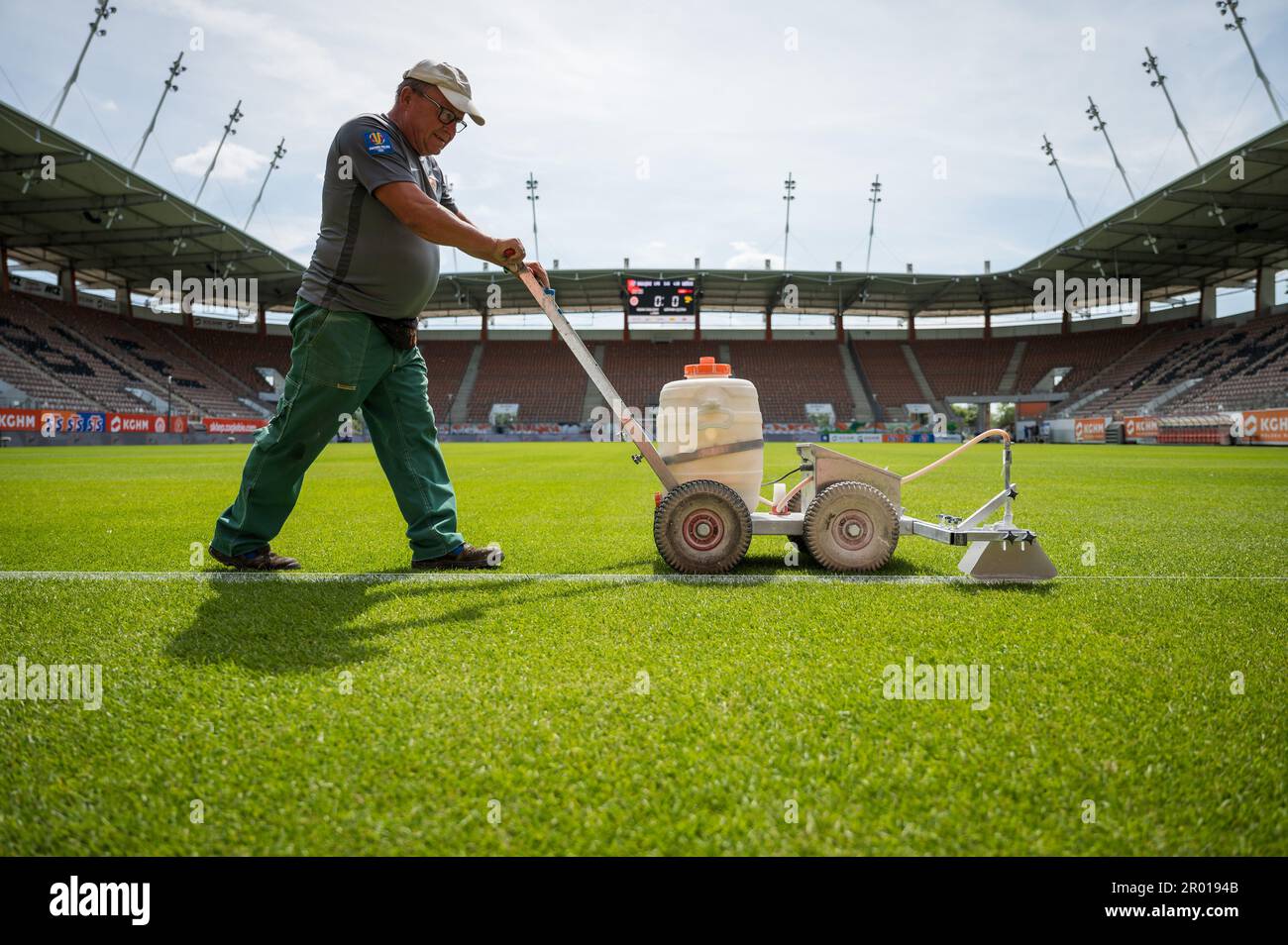LUBIN, POLAND - JULY 30, 2021: Football Stadium Zaglebie Lubin. Man ...