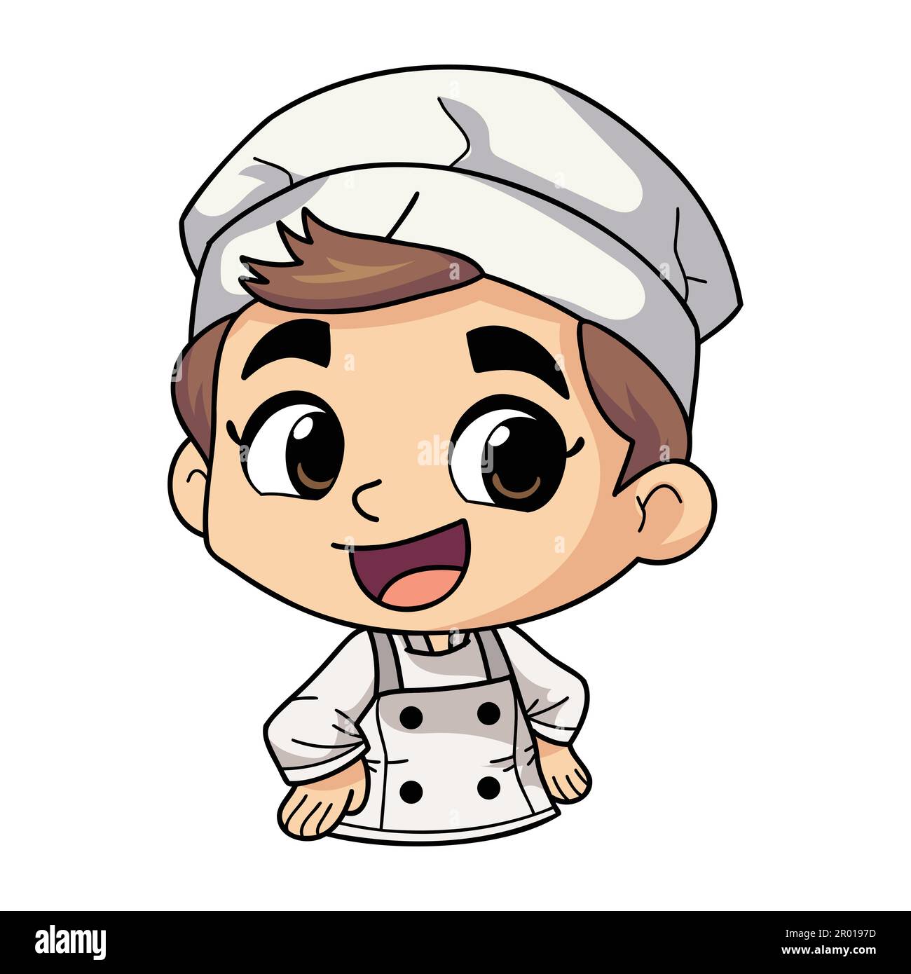Happy chef male character illustration in doodle style isolated on ...