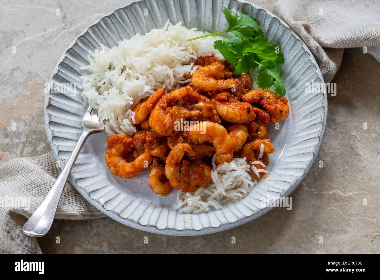 Tamarind prawn curry with rice Stock Photo - Alamy