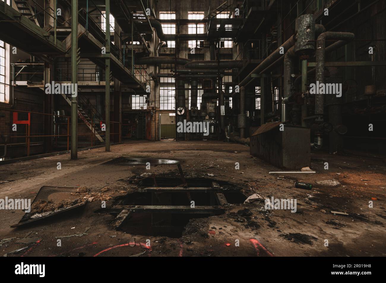 Old and rusty abandoned industrial plant, forgotten historical factory ...