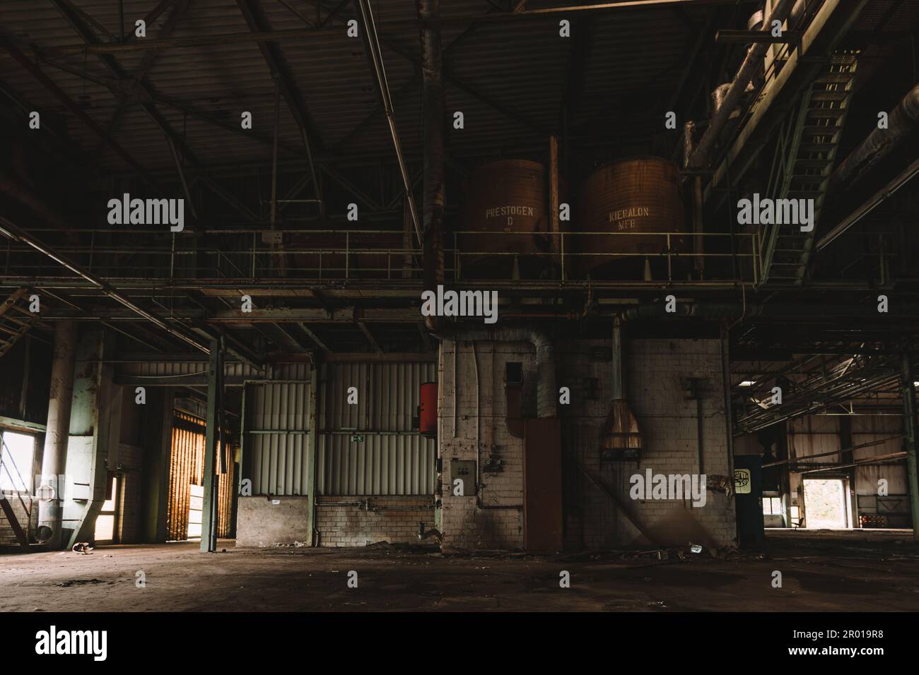 Old and rusty abandoned industrial plant, forgotten historical factory ...