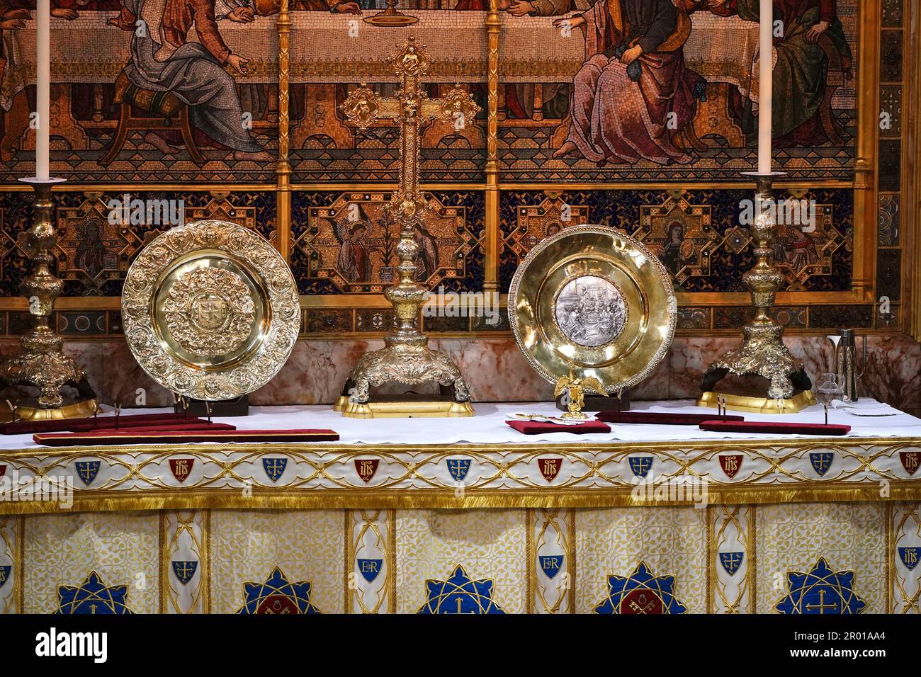 A general view of royal regalia ahead of the coronation ceremony of ...