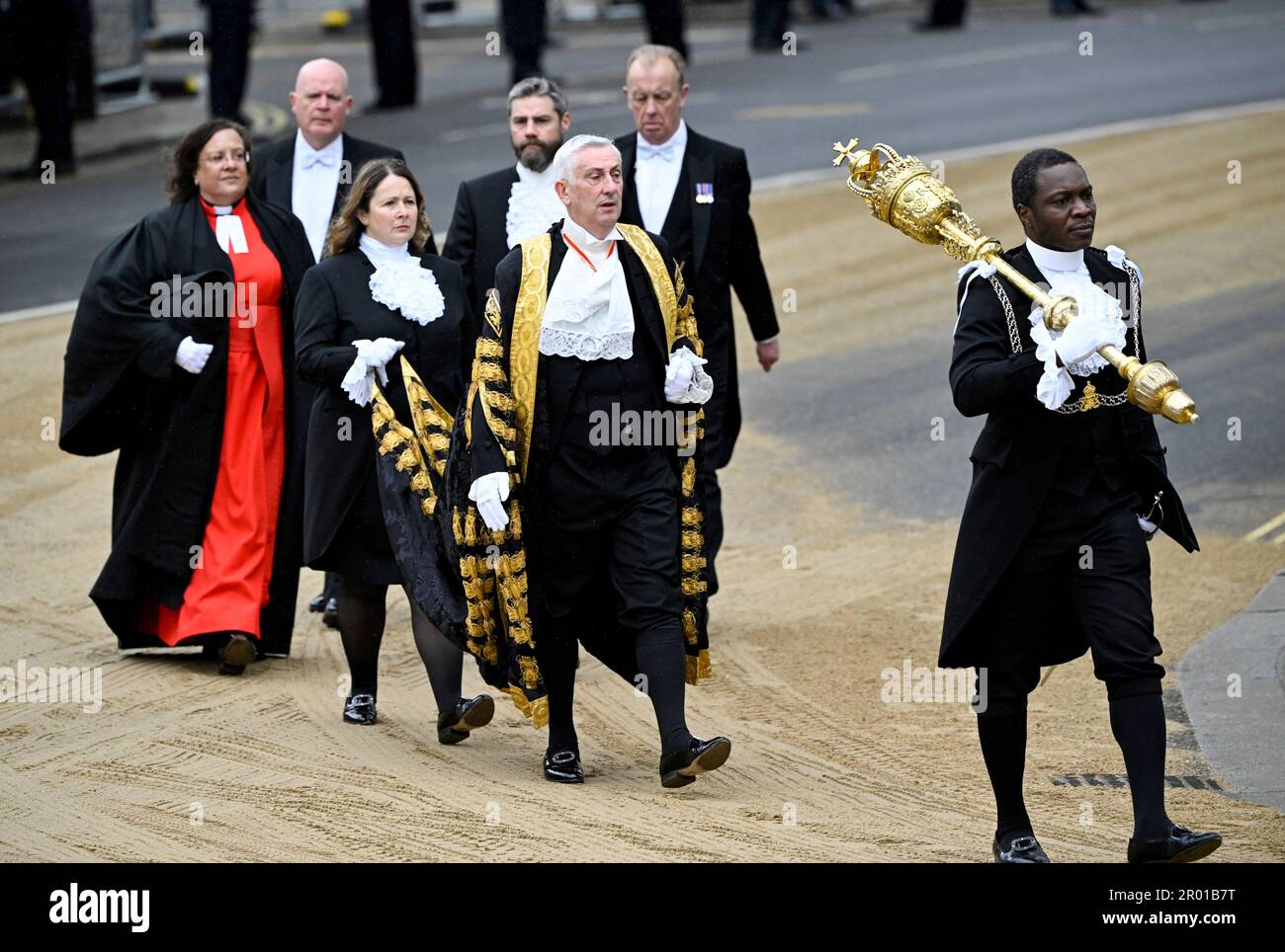 Speaker of the House of Commons Lindsay Hoyle and other officials from ...